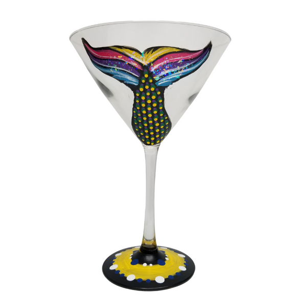 Sparkling Mertini Mermaid Martini Set of 4 Hand Painted Glassware ...